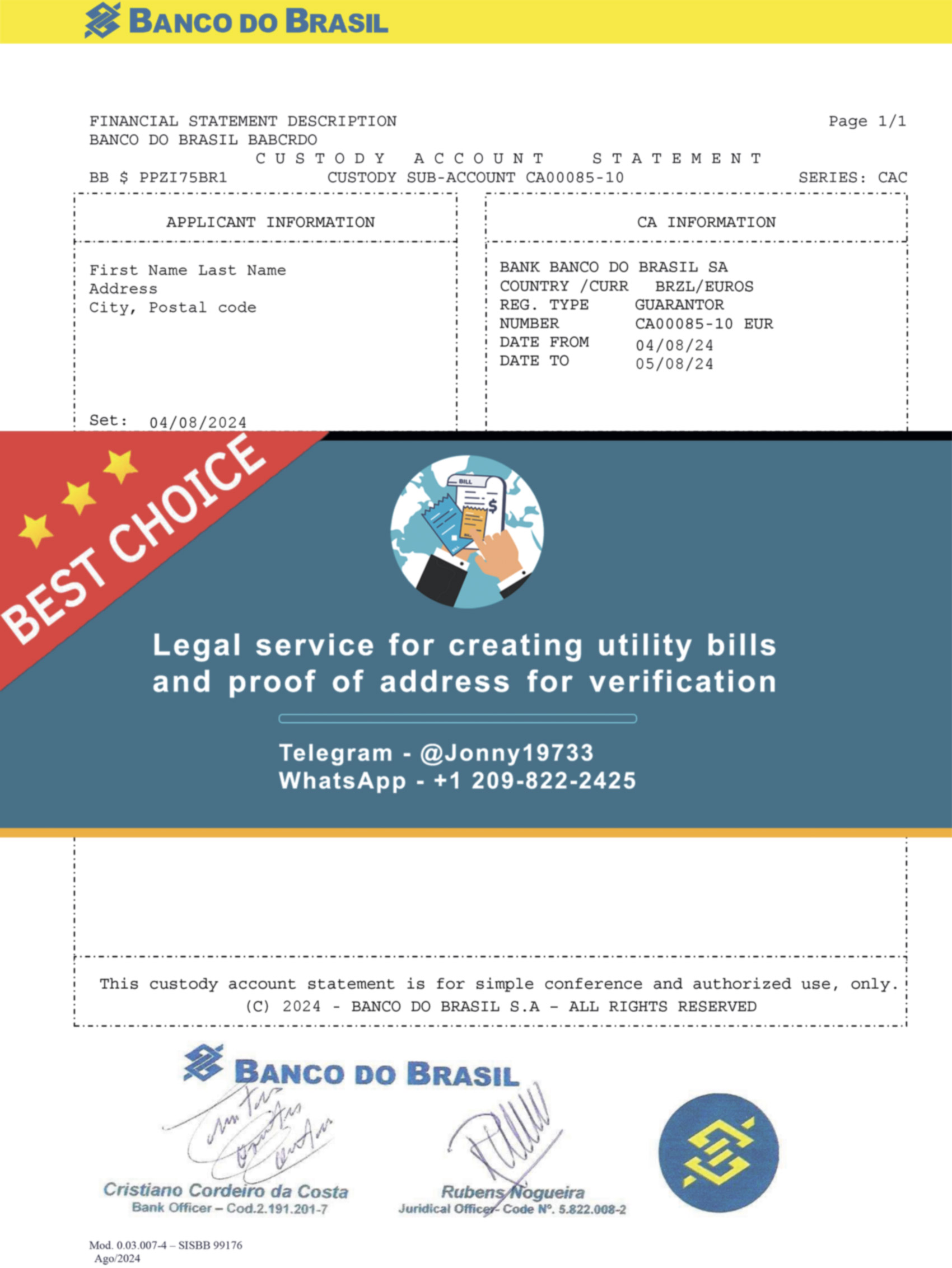 Brazil: Brasil Bank Statement